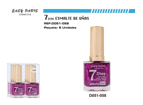PACK DE 6 VERNIS À ONGLES "7 JOURS" Effet Gel - Easy Paris | idc institute en gros